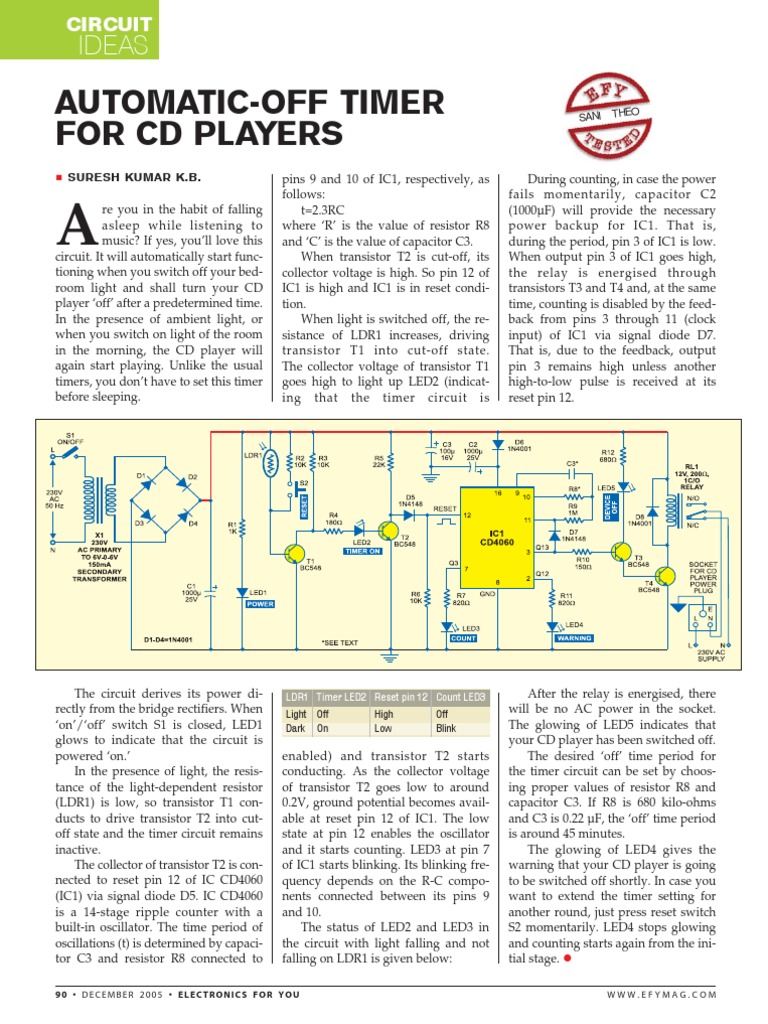 Automatic Time For CD Players | PDF | Transistor | Electrical Network