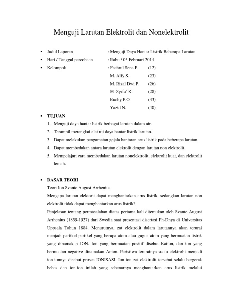 Uji Daya Hantar Listrik Larutan | PDF | Sains & Matematika