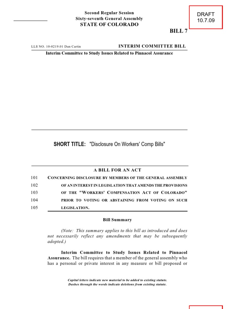 10-0219 - 01 Bill 7 | PDF | Workers' Compensation | Tennessee General ...