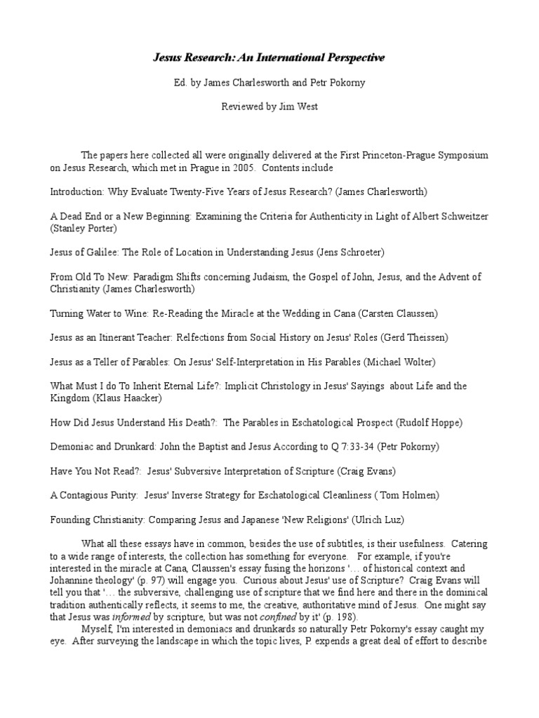 Jesus Research: An International Perspective | PDF | Gospel Of John | Jesus