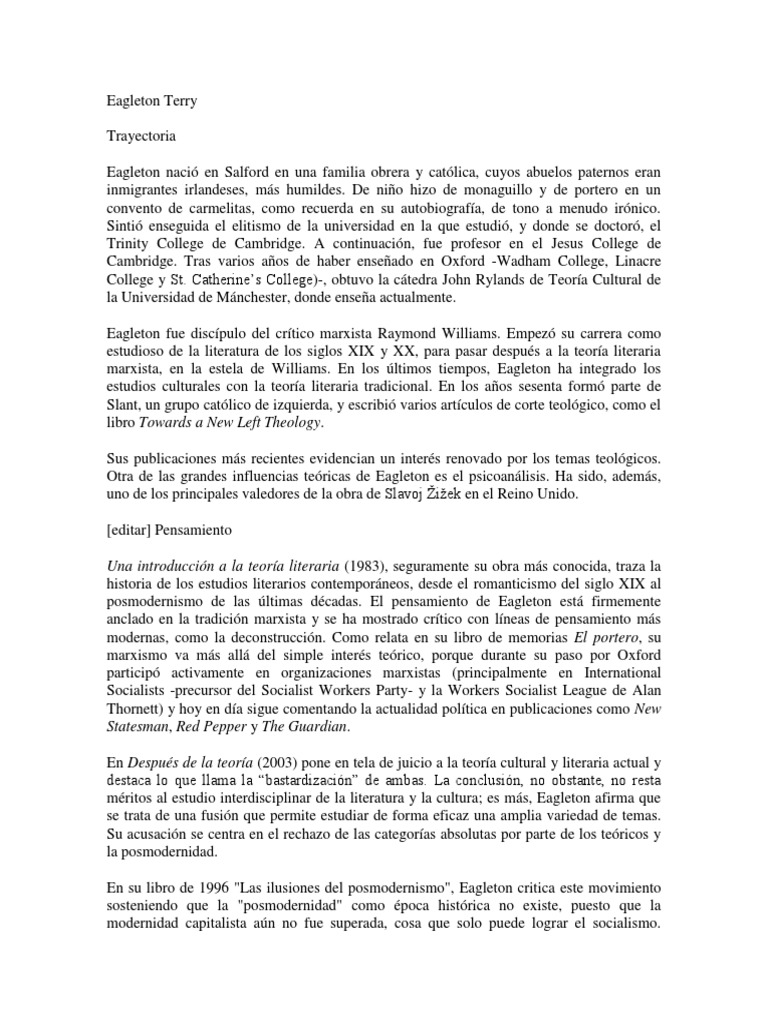 Eagleton: Marxismo y Teoría Cultural | PDF | Historia | Clásicos