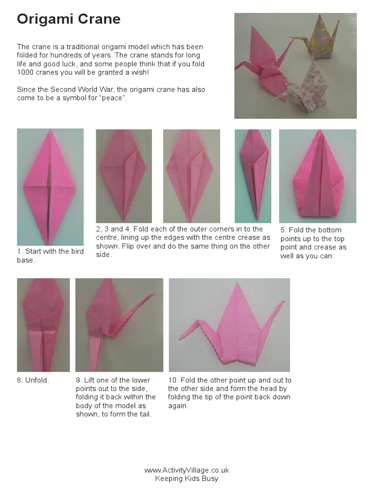 Crane Origami Instructions Crane Origami – VIERECK VERLAG