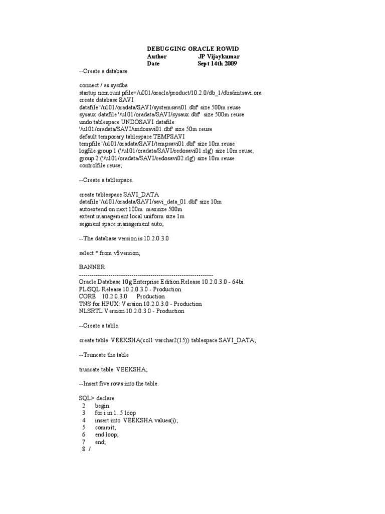 Debugging Oracle Rowid Pdf Oracle Database Plsql 3159