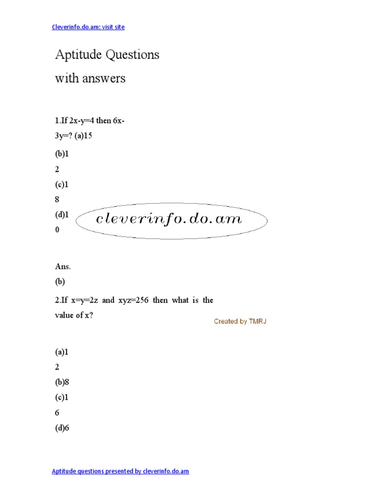 Aptitude Questions With Answers | PDF | Energy And Resource | Business
