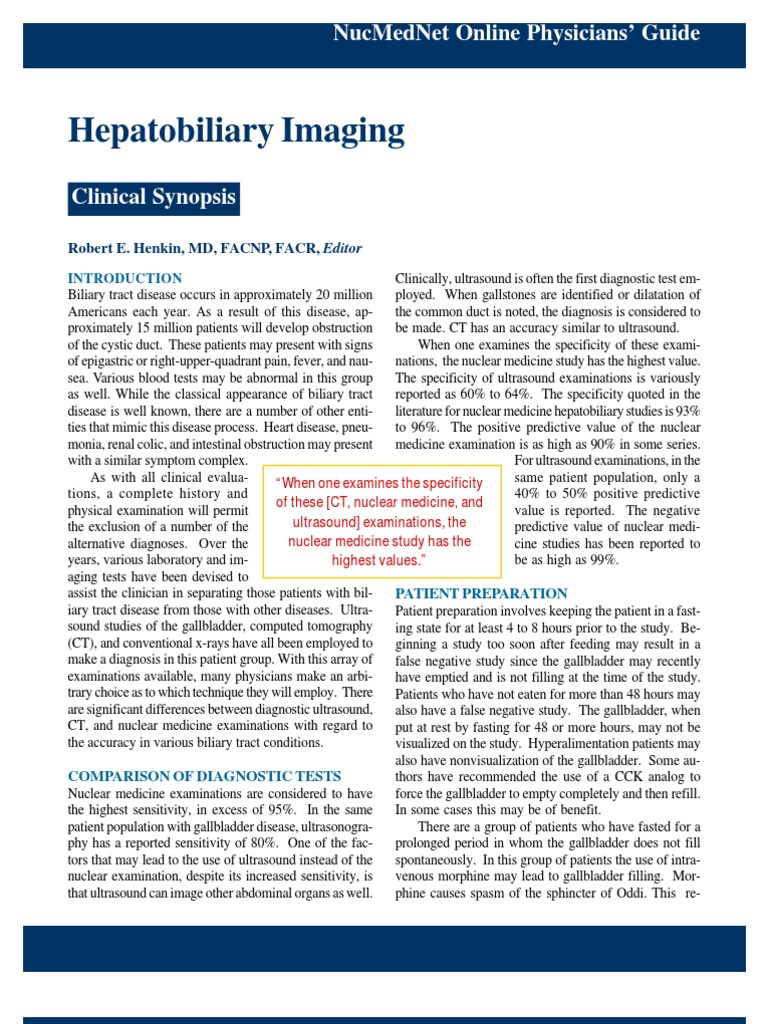 Nuclear Medicine Guide | PDF | Gallbladder | Gastroenterology