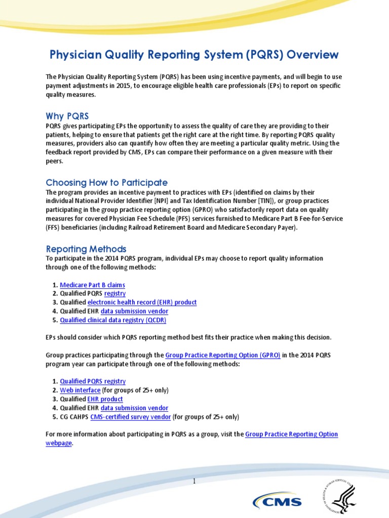 Physician Quality Reporting System (PQRS) Overview | PDF | Medicare ...