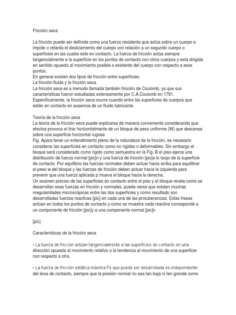 Fricción seca: teoría, características y ejemplo de cálculo de fuerzas ...