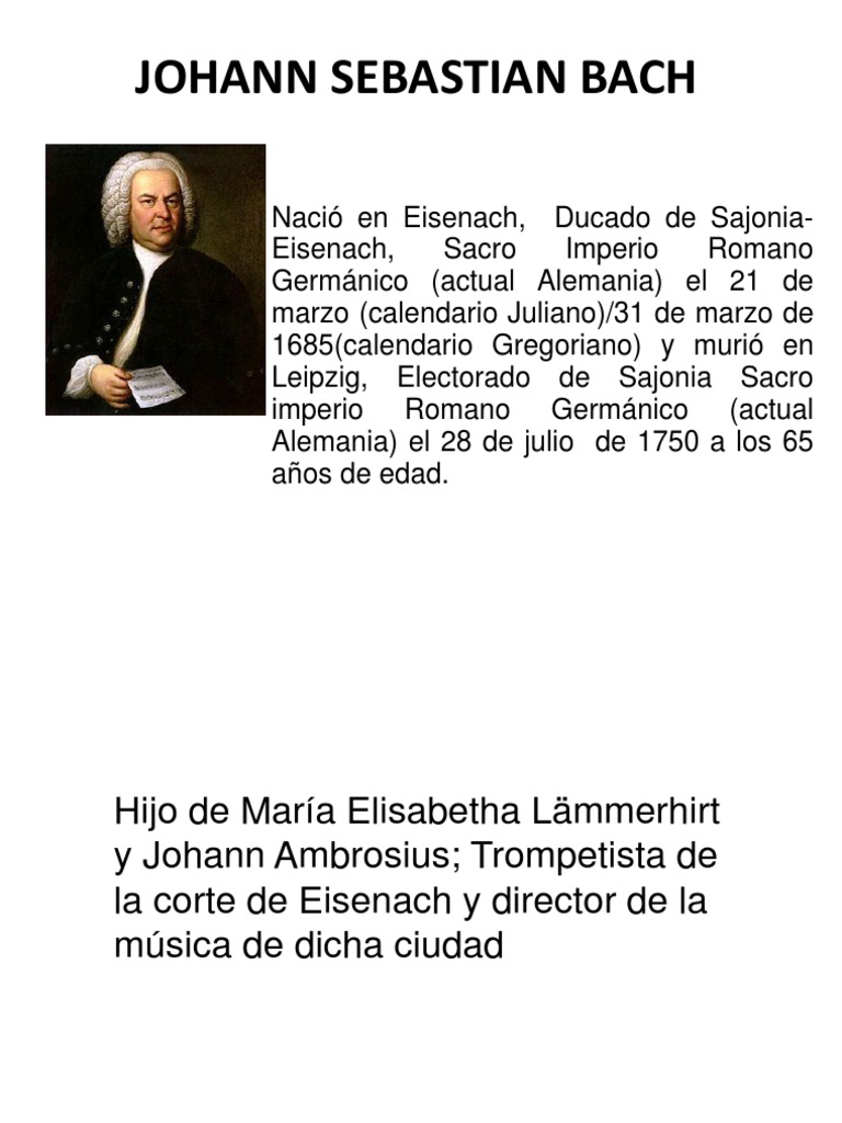 Johann Sebastian Bach Diapositivas | PDF | Johann Sebastian Bach ...