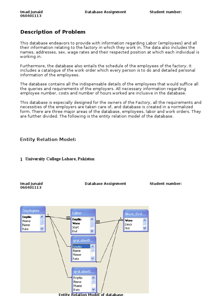 Description of Problem (Database Completed) | PDF | Databases | Employment
