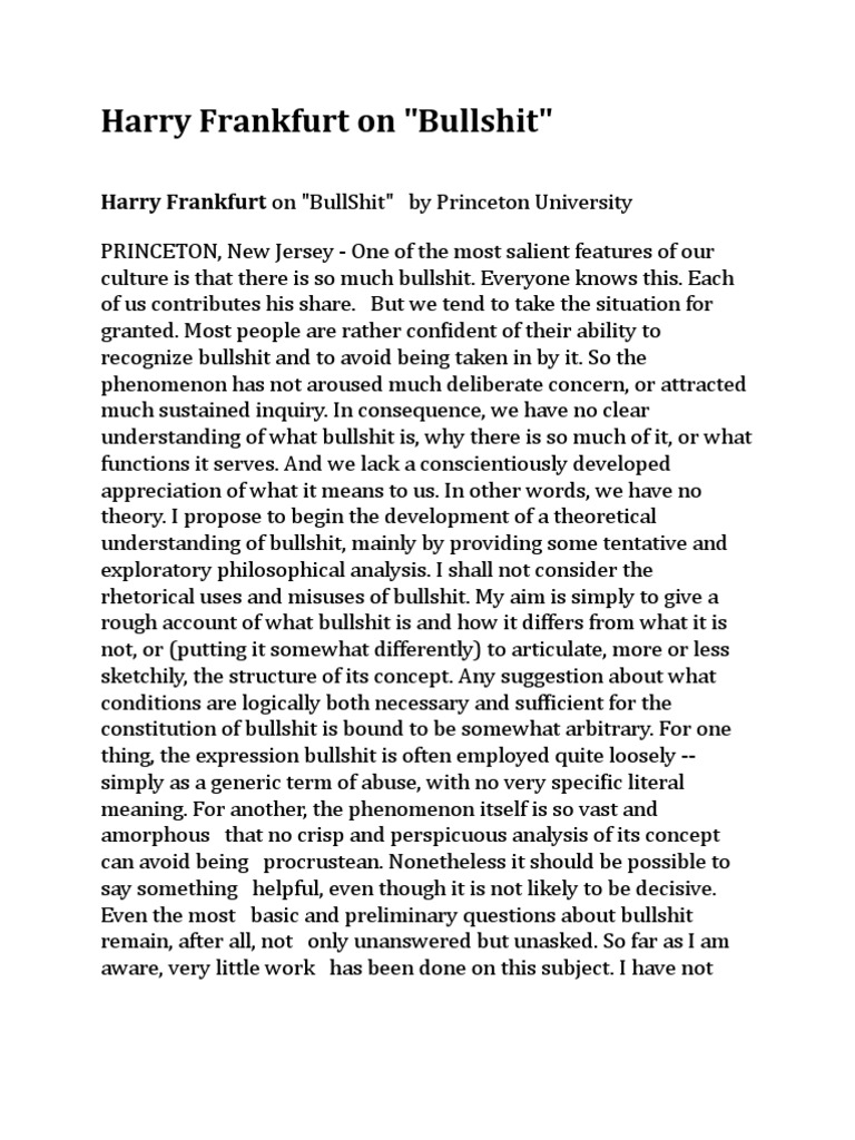 Understanding Bullshit: A Theory | PDF | Lie | Deception