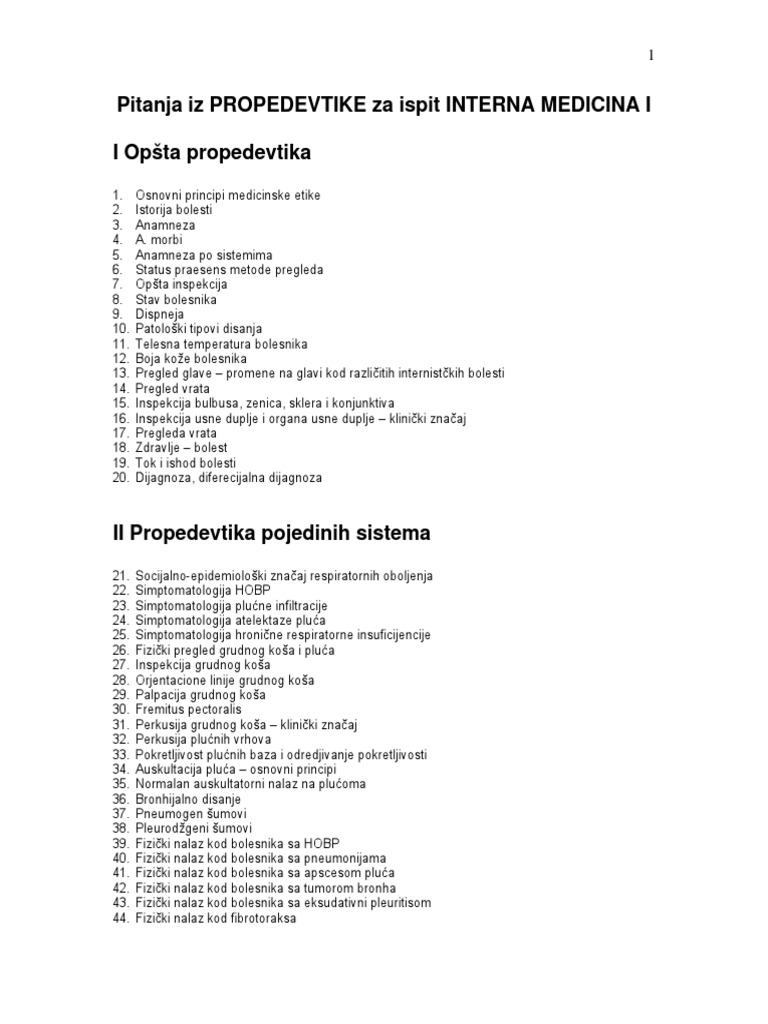 Interna I Propedevtika | PDF
