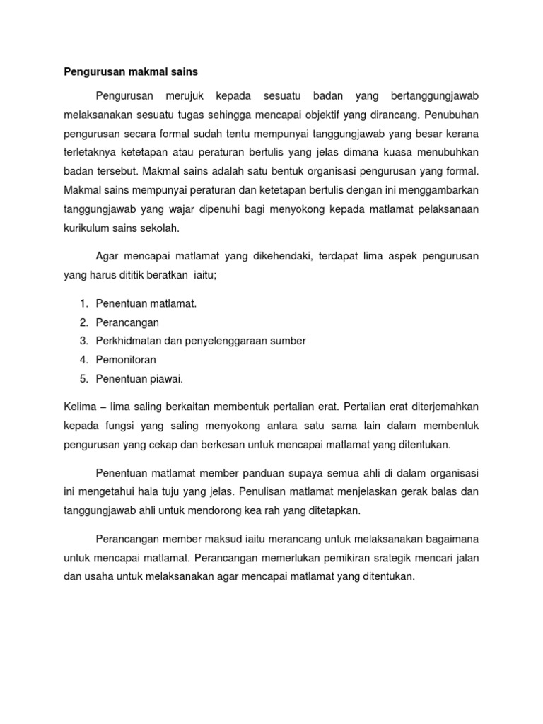 Pengurusan Makmal Sains | PDF