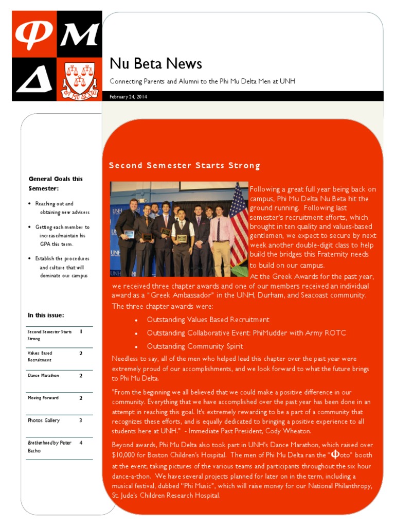 Nu Beta News: Second Semester Starts Strong | PDF | Fraternities And ...