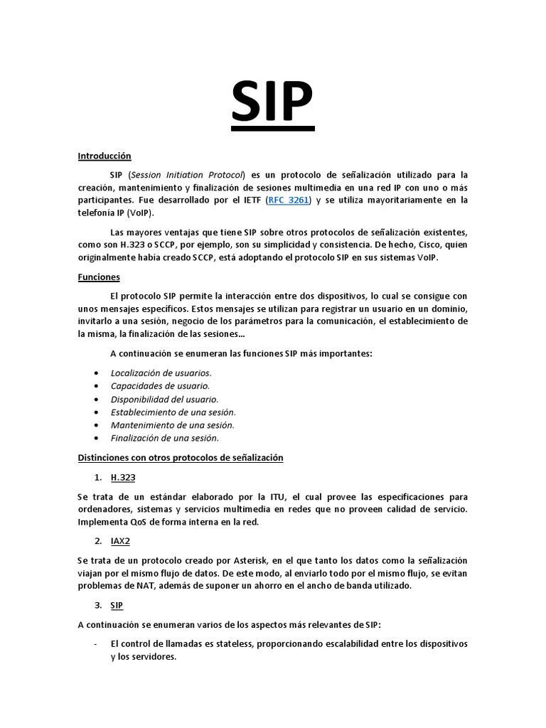 Sip | protocolo de Iniciacion de Sesion | Voz sobre IP