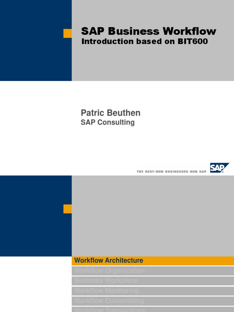 SAP Business Workflow Introduction - BIT600 | PDF | Business Process ...