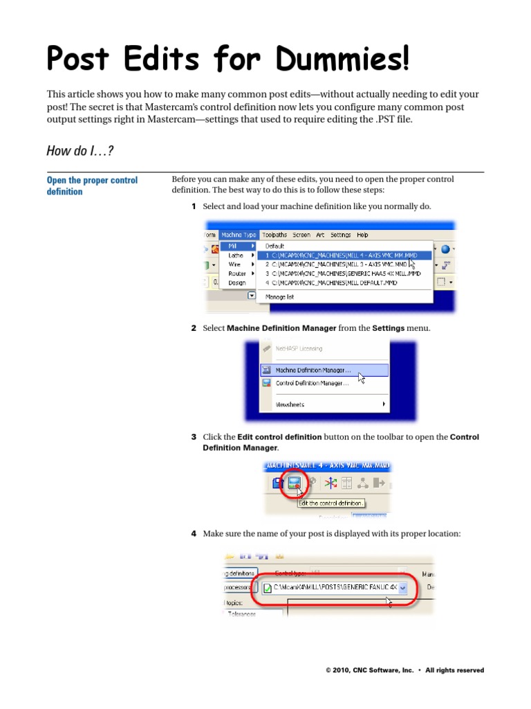 Post Edits For Dummies | PDF | Numerical Control | Machine Tool