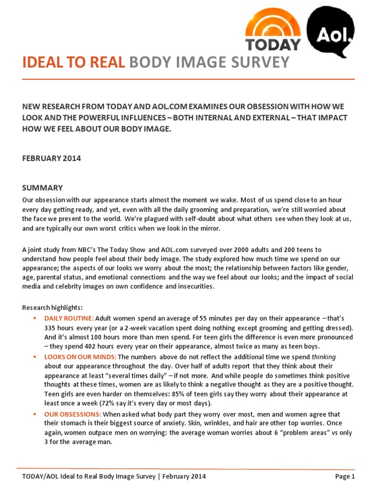 Today-Aol Ideal To Real Body Image Survey Results - v3 | PDF | Body ...