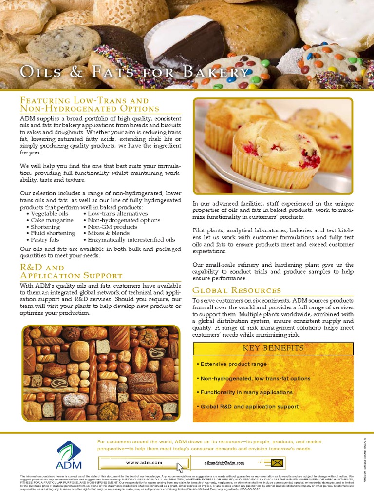 ADM Oils - Bakery PDF | PDF | Shortening | Vegetable Oil