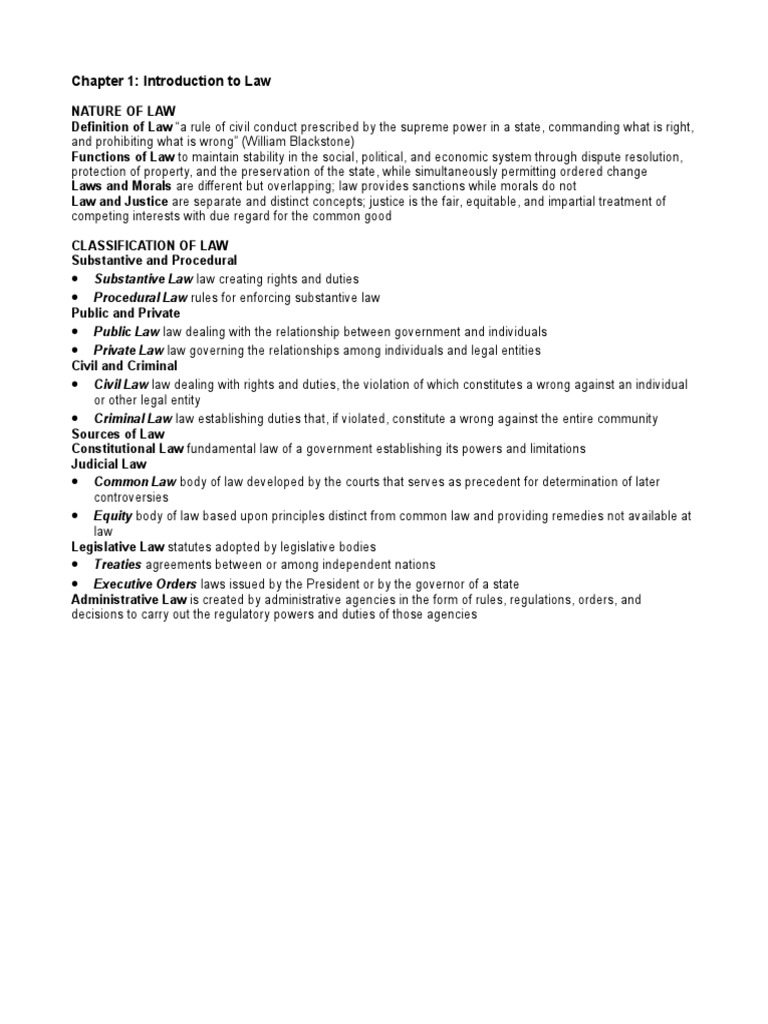 Introduction to Law: Key Concepts Explained | PDF