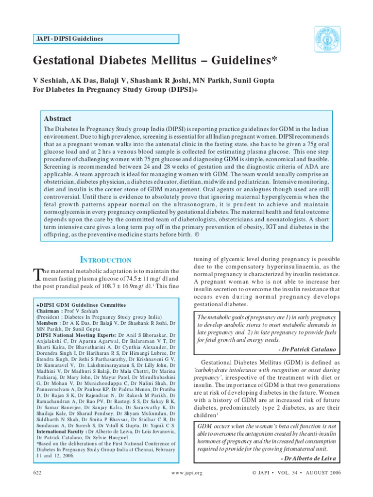 DIPSI Guidelines | PDF | Diabetes Mellitus Type 2 | Gestational Diabetes