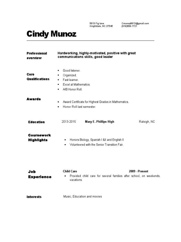 Cindy Munoz Resume 1 | PDF