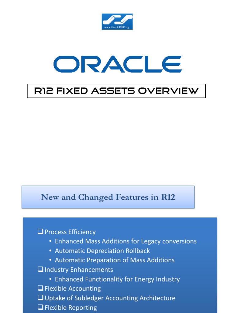 R12 Fixed Assets: Enhanced Mass Additions | PDF | Depreciation | Oracle ...