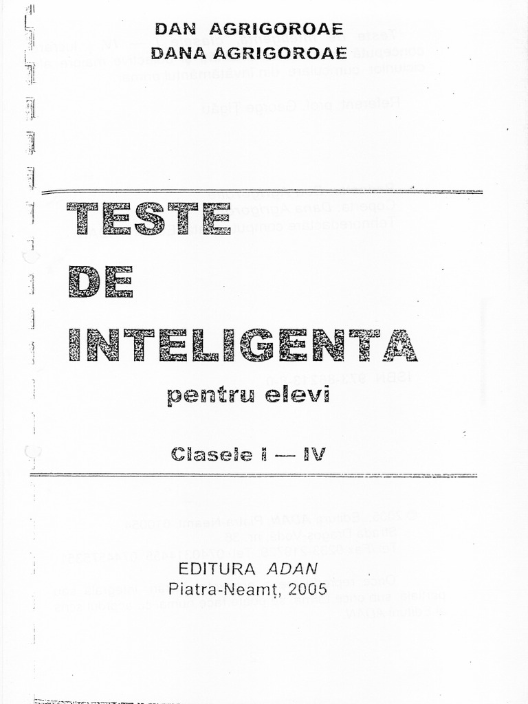 Teste de inteligență pentru elevi clasele I - IV (1)