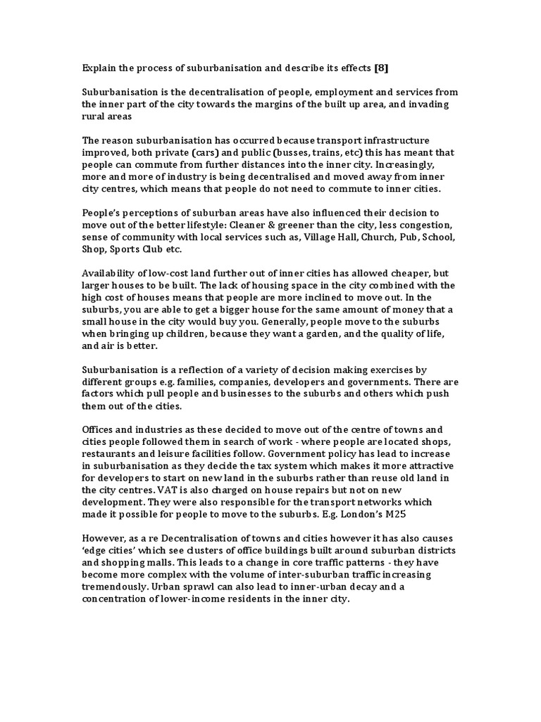 Suburbanization: Causes and Effects | PDF | Urban Sprawl | Suburb