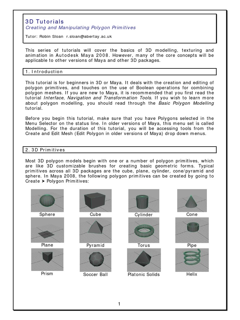 Basics of Polygon Primitives in Maya | PDF | Vertex (Geometry) | Polygon