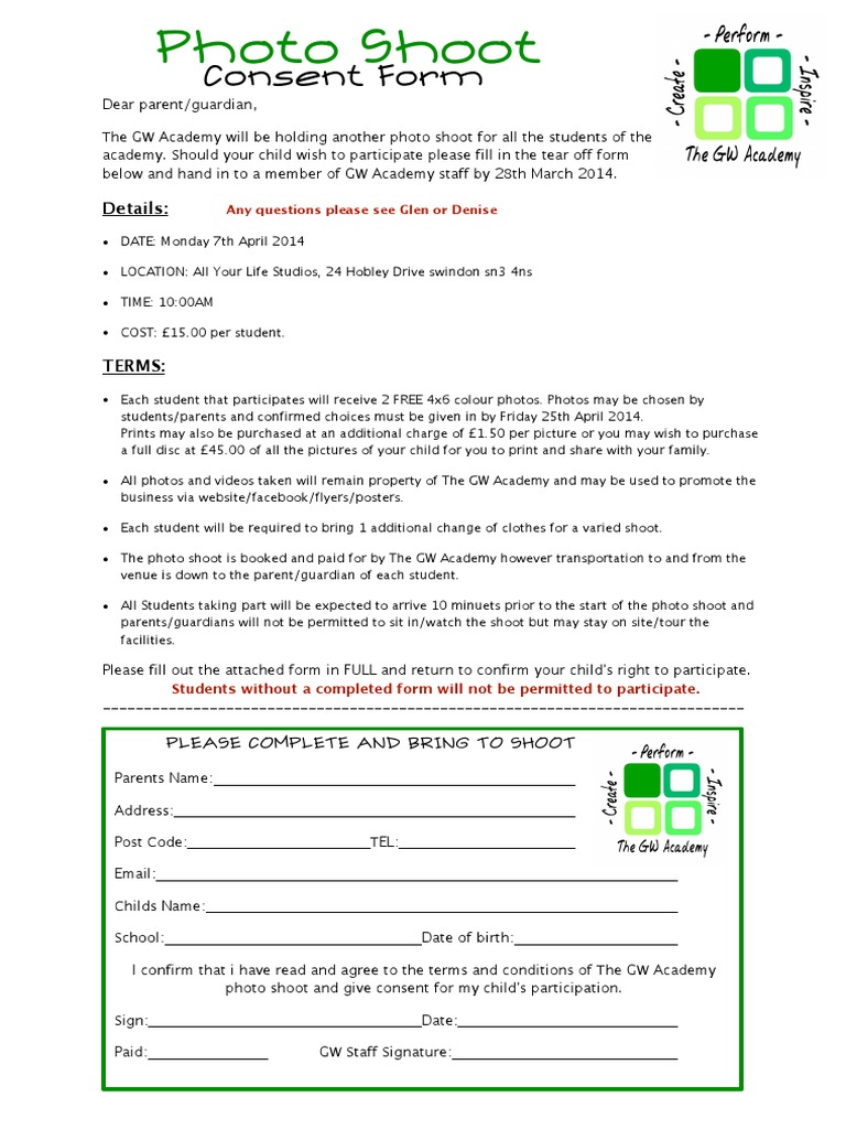 GW Academy Student Photo Shoot Details | PDF