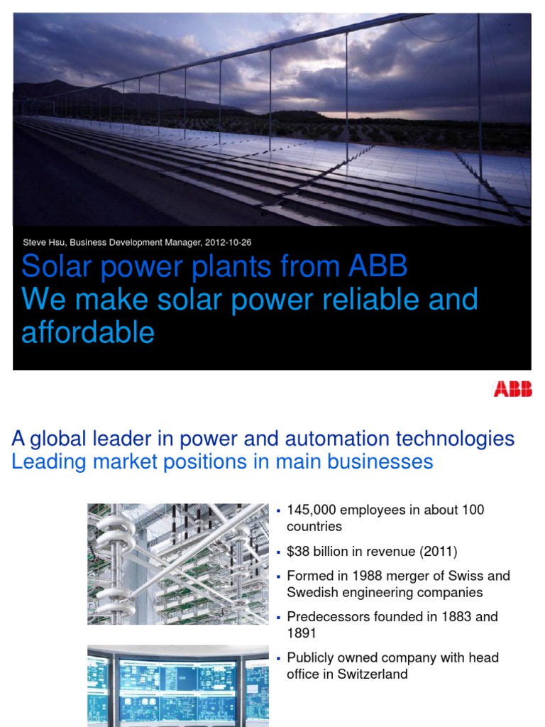 Solar Power Plants From Abb We Make Solar Power Reliable and Affordable ...
