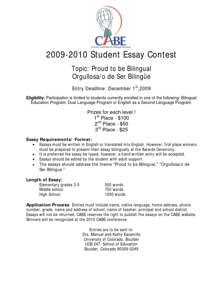 Student Essay Contest 2009 Flyer | PDF