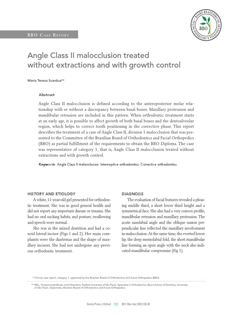 Angle Class II Malocclusion Treated Without Extractions and With Growth ...