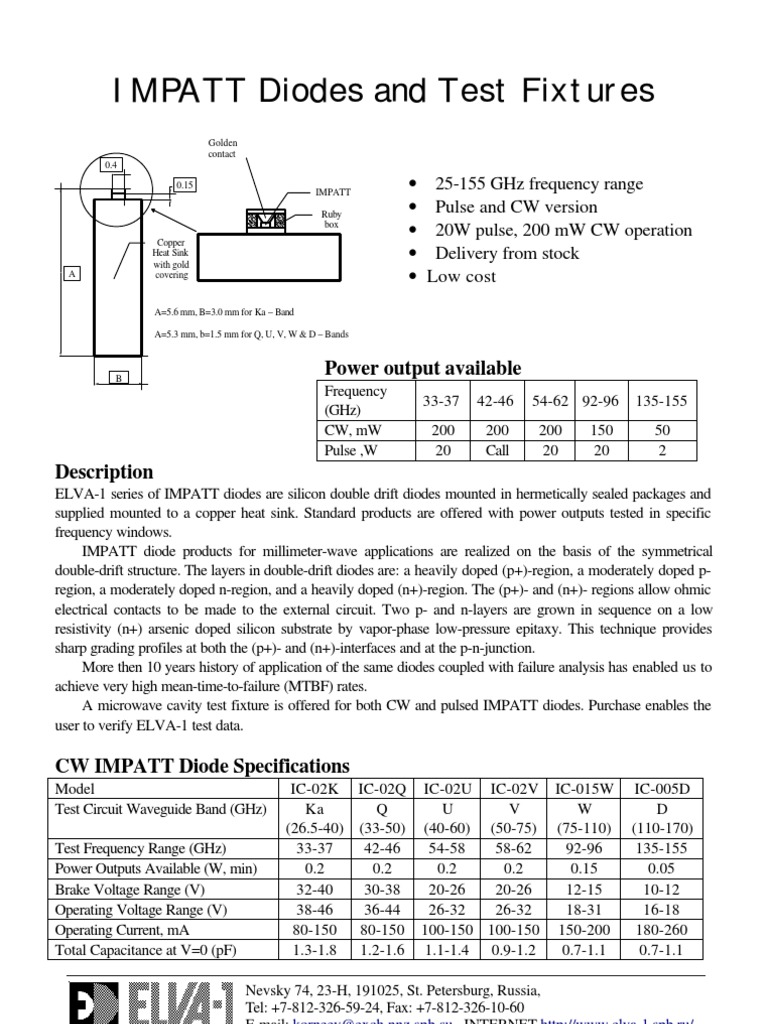 IMPATT Diodes and Test Fixtures | PDF | Diode | Microwave