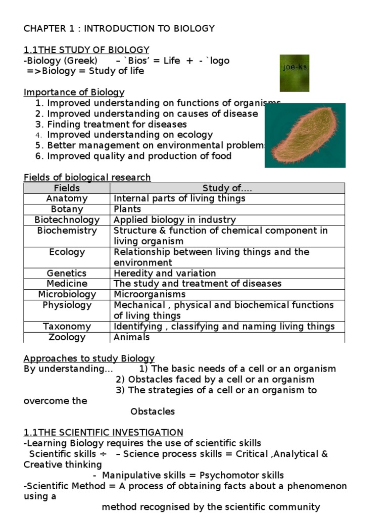 Chapter 1: Introduction To Biology 1.1the Study of Biology | PDF ...