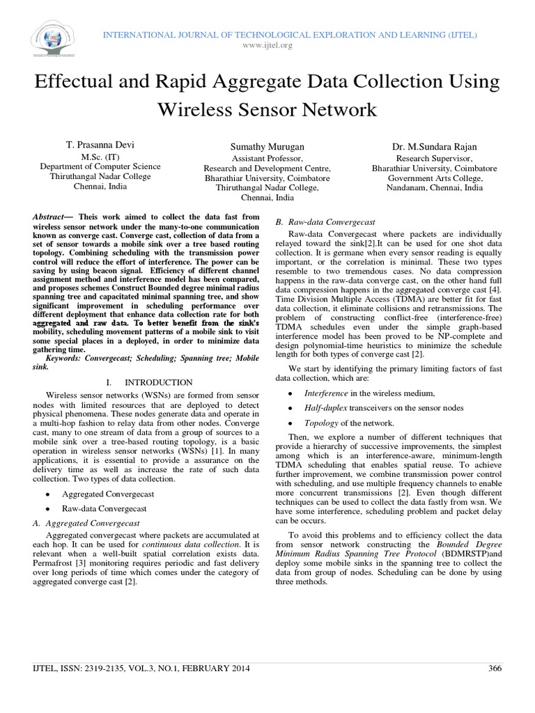 Effectual and Rapid Aggregate Data Collection Using Wireless Sensor Network | PDF | Network ...