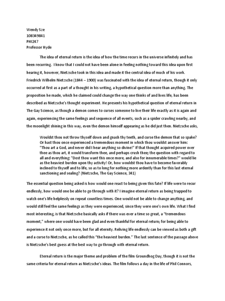 Eternal Return | Friedrich Nietzsche | Metaphysics