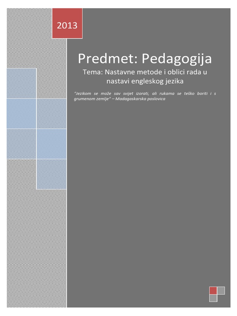 Metode I Oblici Rada | PDF