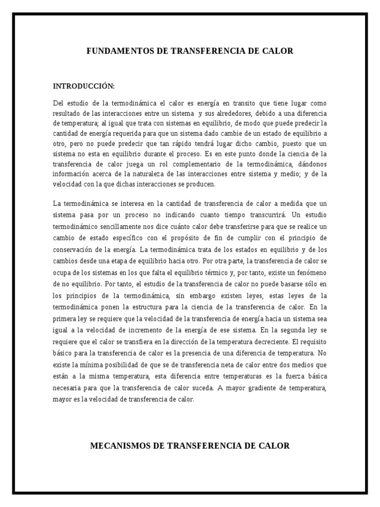 Fundamentos de Transferencia de Calor | PDF | Conduccion termica | Calor
