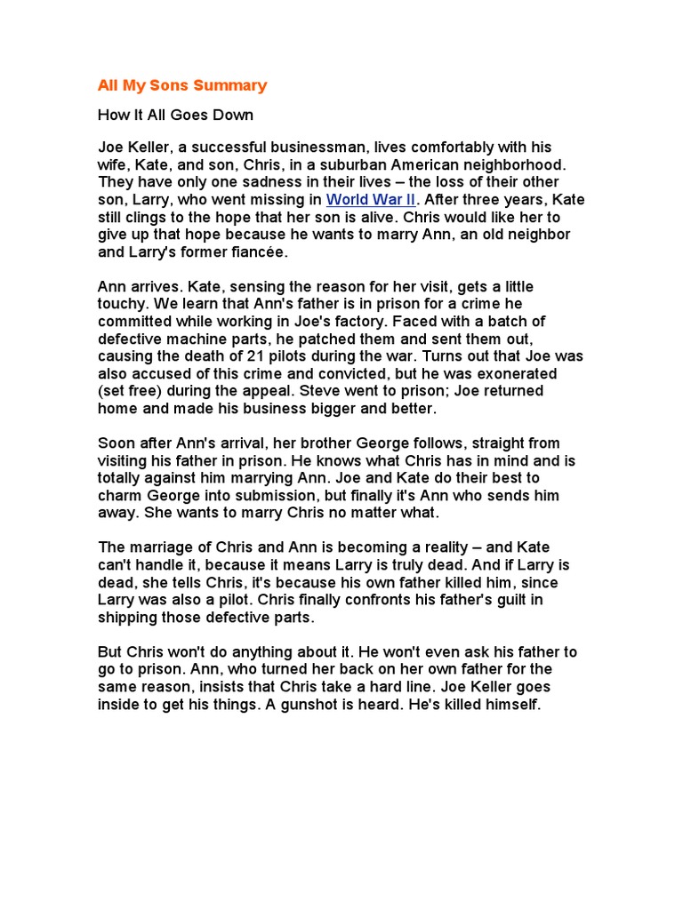 All My Sons Summary | PDF