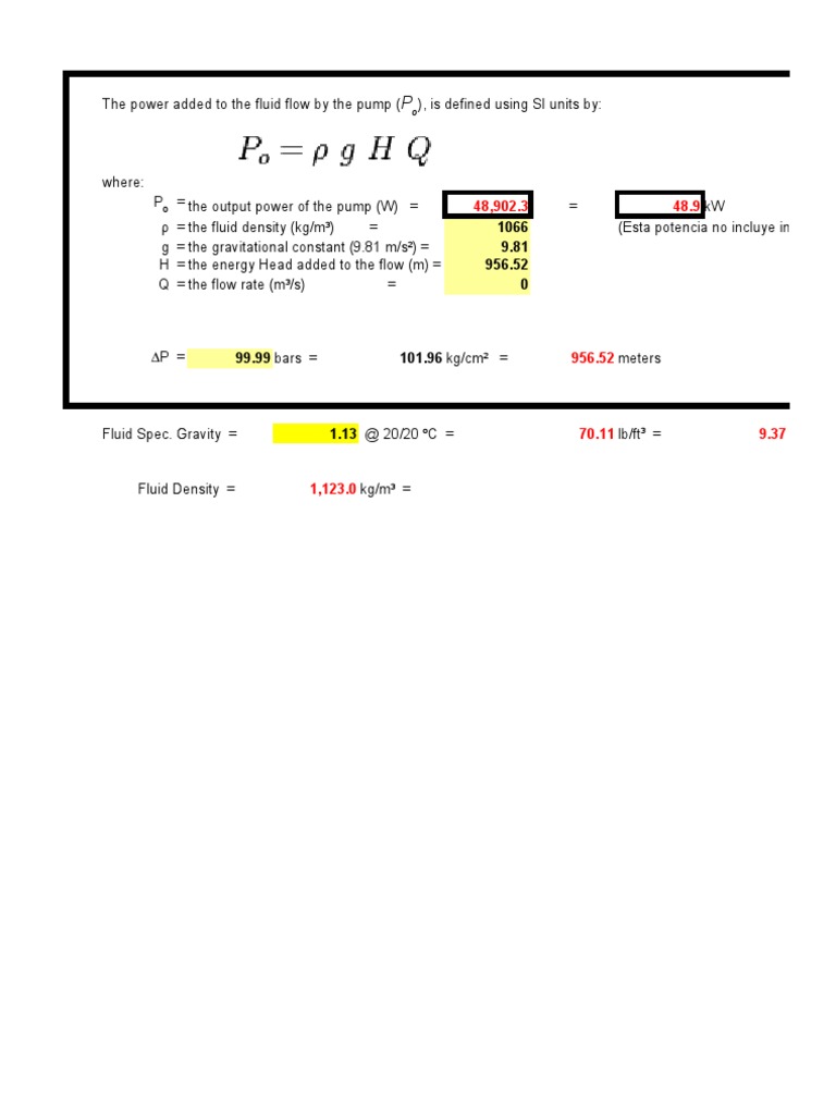 Pump Horsepower Calculation | Pump | Pressure