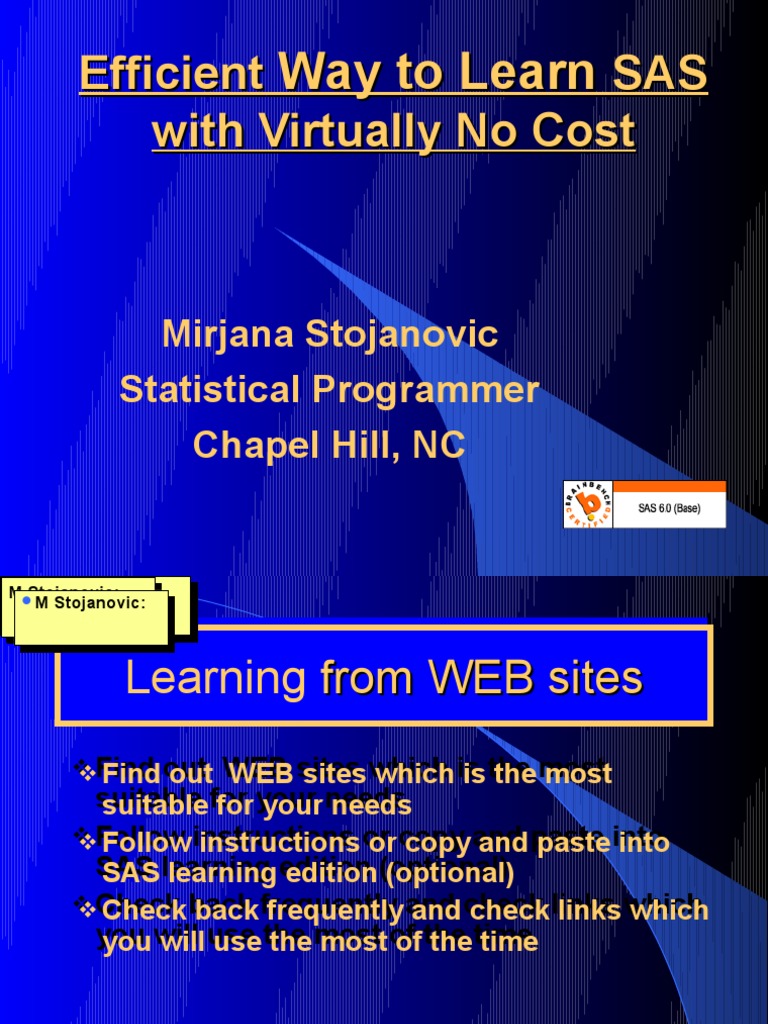 Efficient Way To Learn SAS With Virtually No Cost | PDF | Sas (Software ...