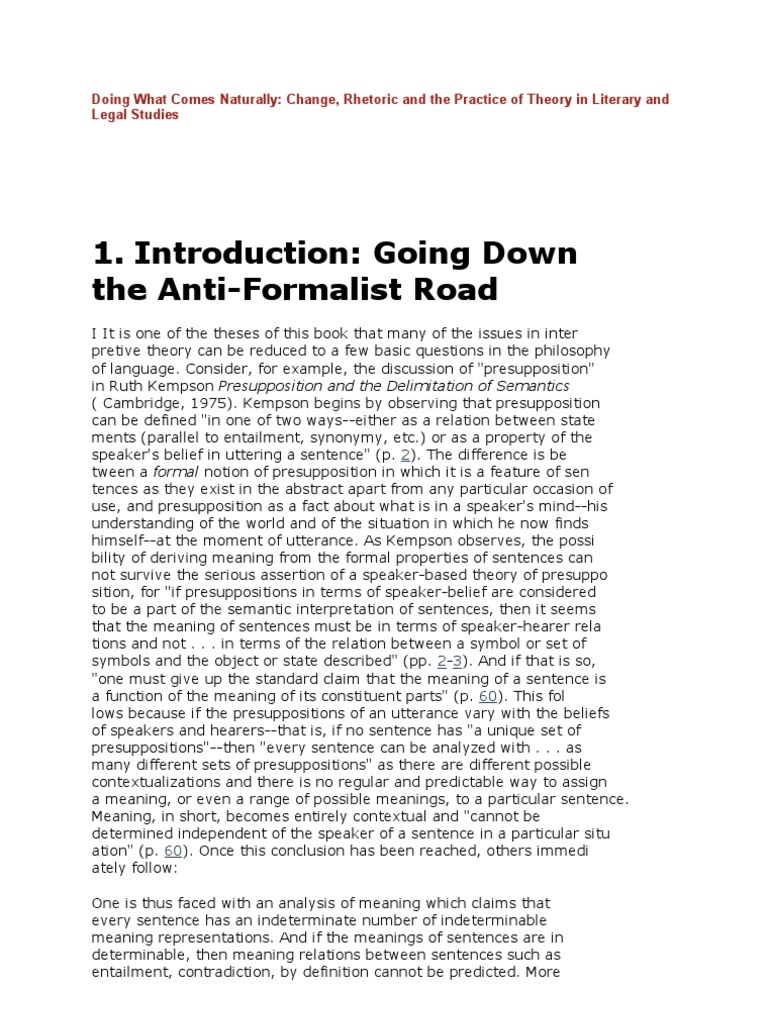 Doing What Comes Naturally | PDF | Theory | Semantics