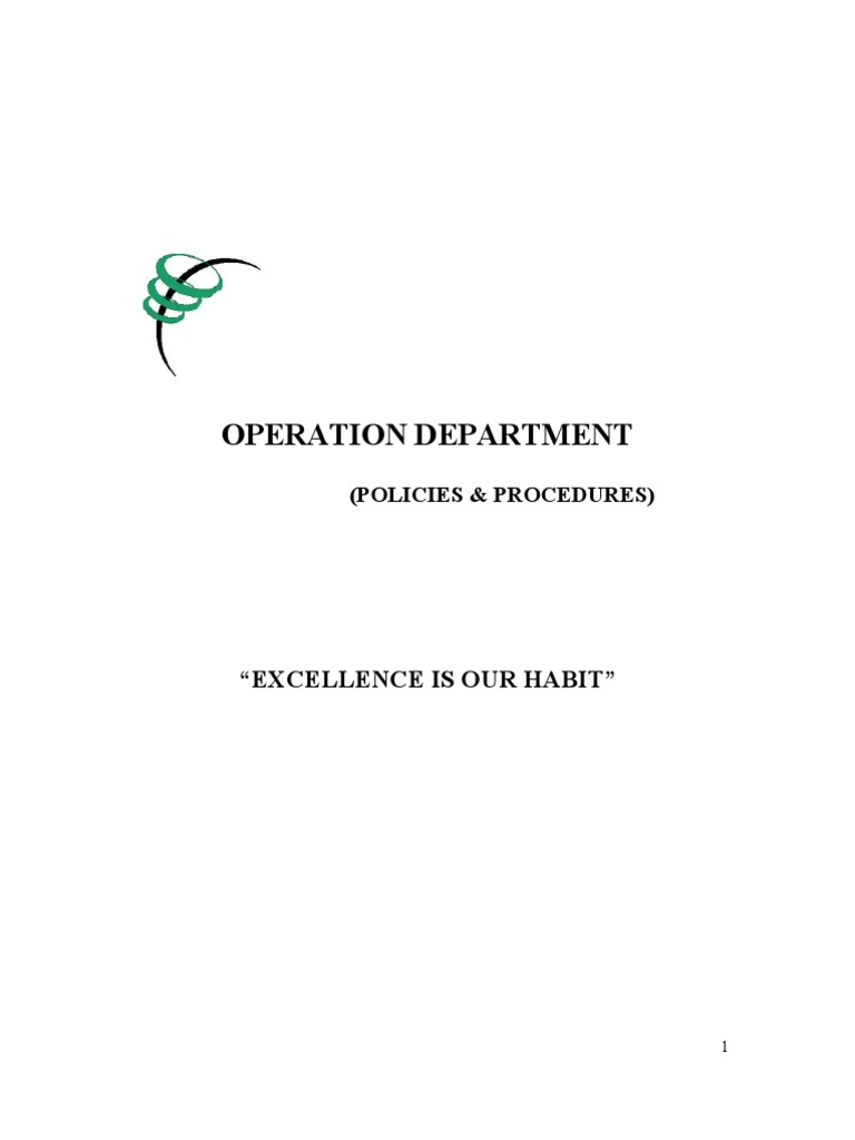 Operations Department Policies & Procedures | PDF | Inventory | Cargo