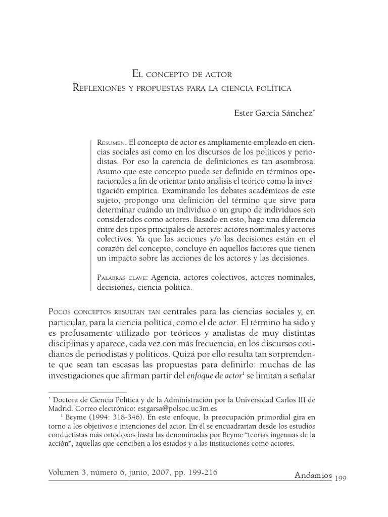 El Concepto de Actor | PDF | Toma de decisiones | Existencia