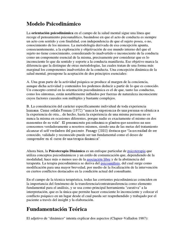 Modelo Psicodinámico | Psicoterapia | Epistemología