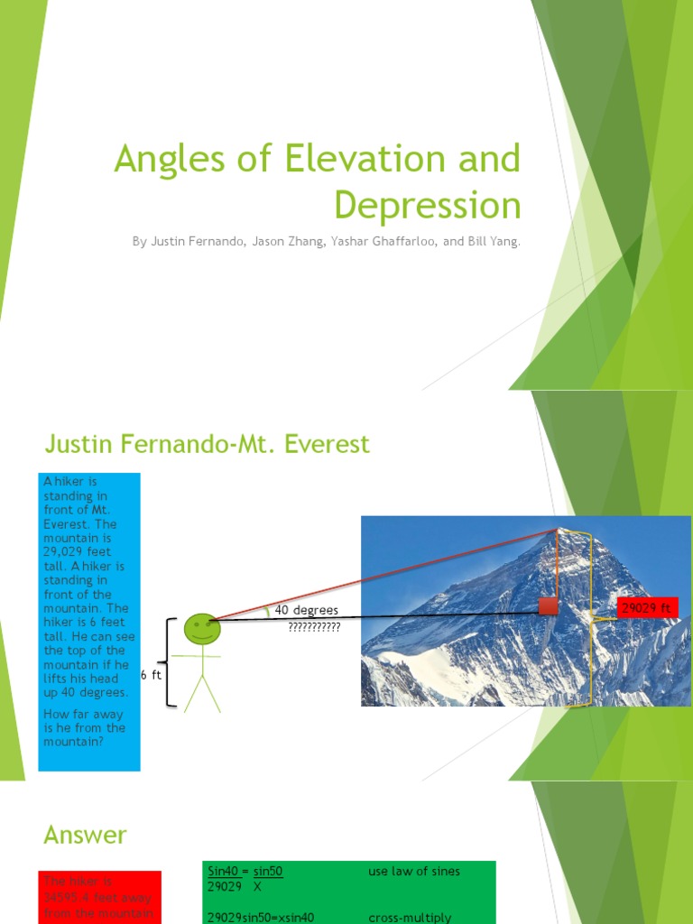 Angles of Elevation and Depression Explained | PDF | Mountains | Sine