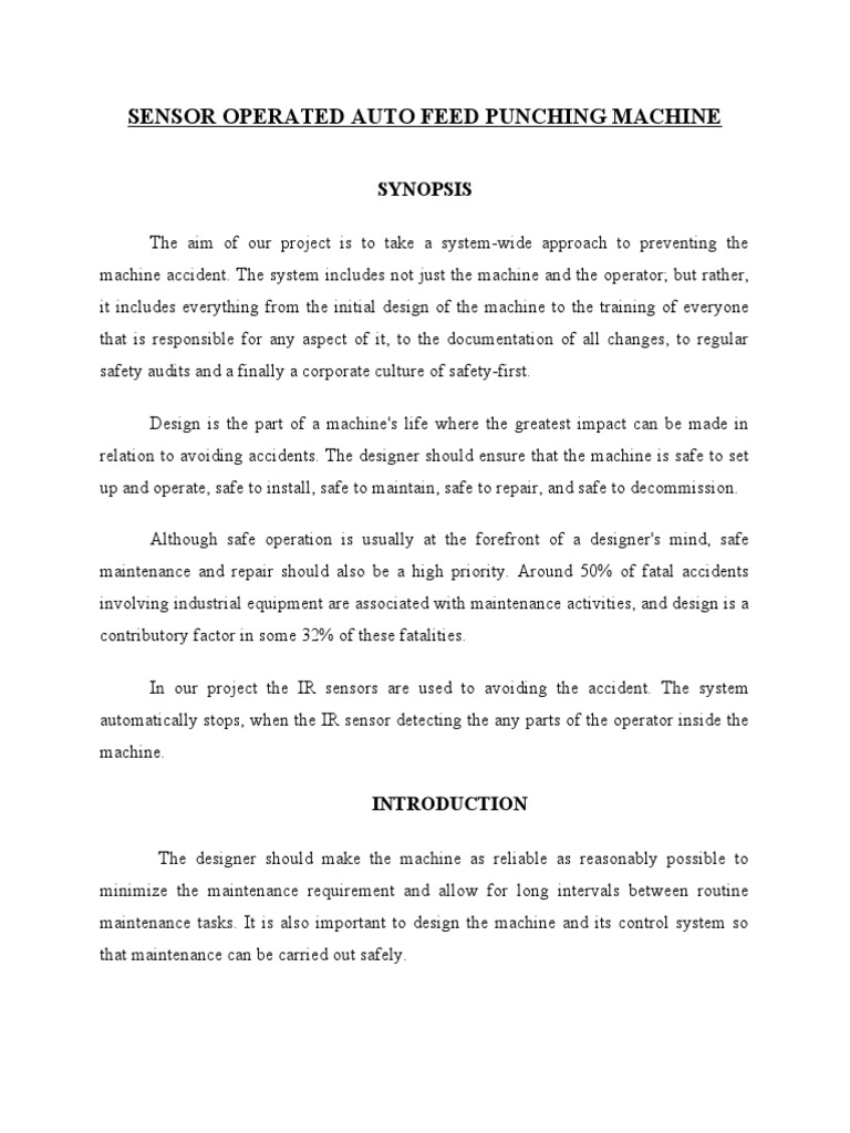 Sensor Operated Autofeed Punching Machine | PDF | Machines | Risk