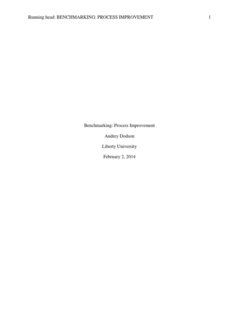 Running Head: Benchmarking: Process Improvement 1 | PDF | Benchmarking ...