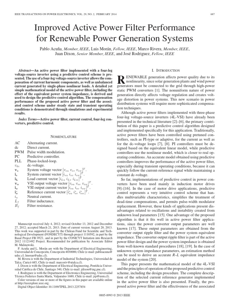 Improved Active Power Filter Performance For Renewable Power Generation ...